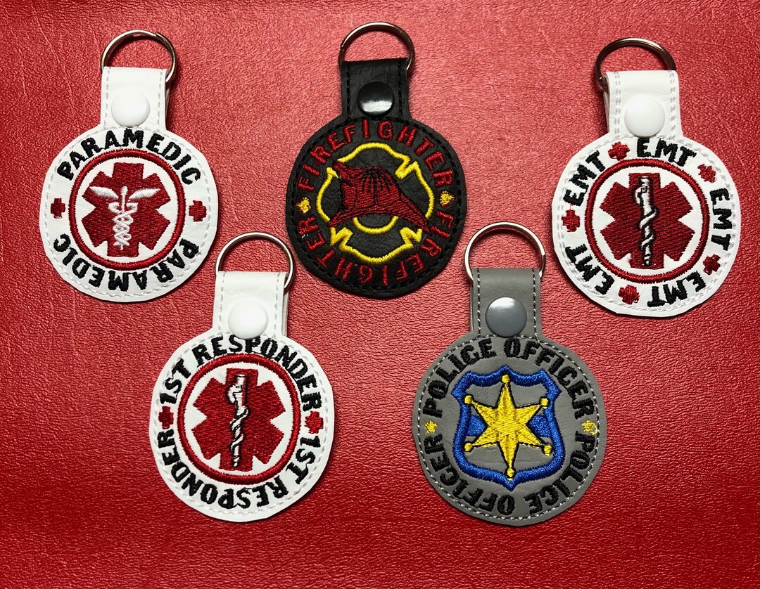 Embroidered First Responder Key Fob: Marine Vinyl Backpack Tag - Etsy