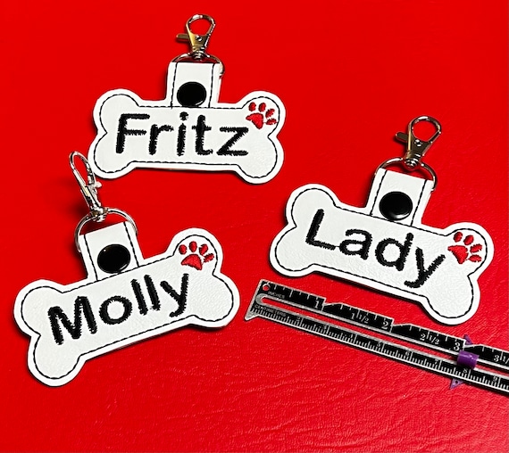 Personalized Embroidered Dog Bone Key Fob Leash Tag Collar | Etsy