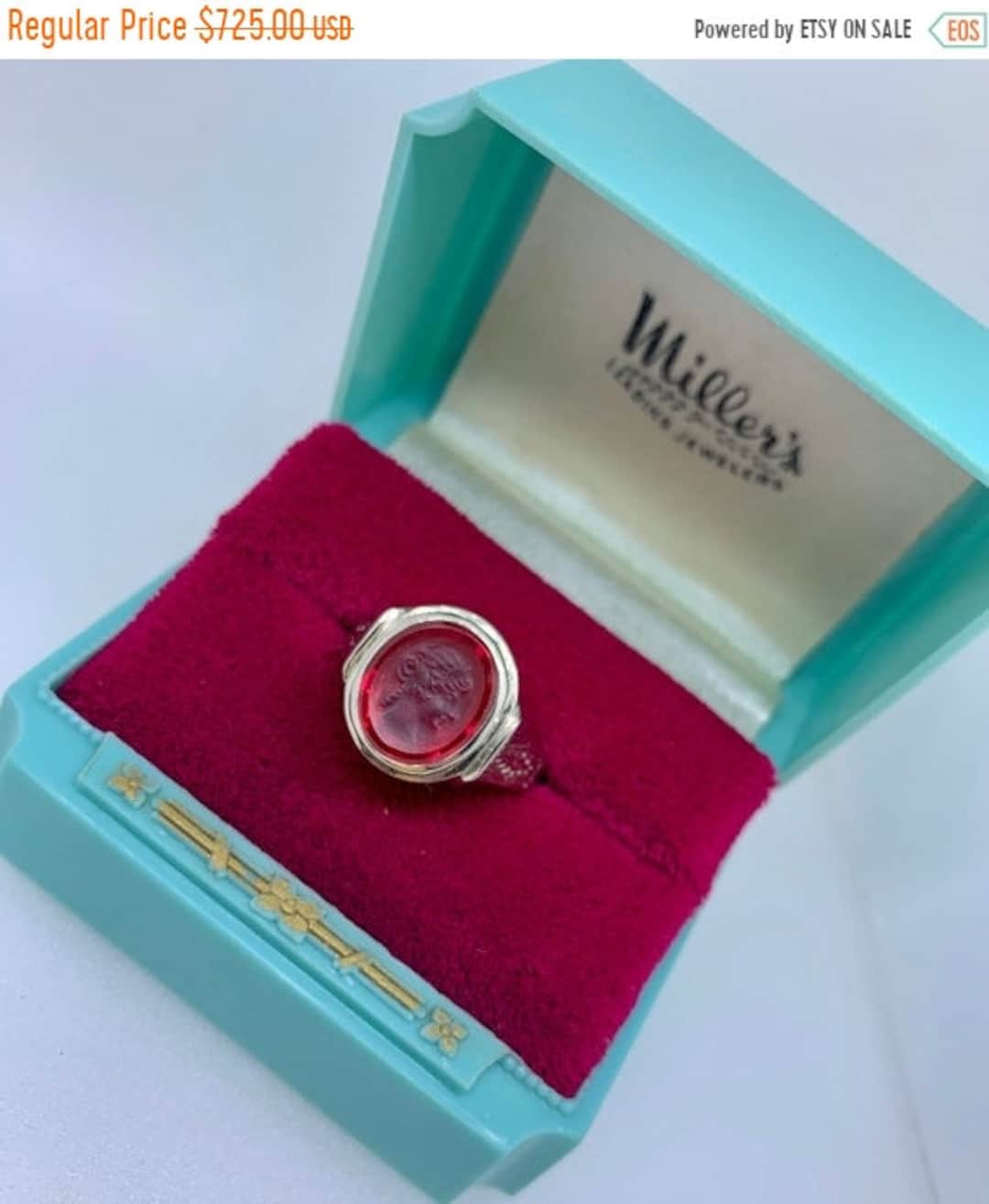 Art Deco Ruby Cameo Signet Ring, 10k White Gold, Size 10 - Etsy