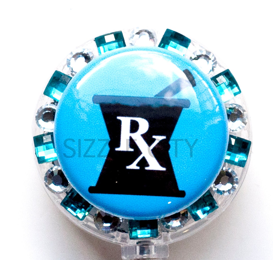 Pharmacist/rx/rph Rhinestone Retractable Badge Reel - Etsy