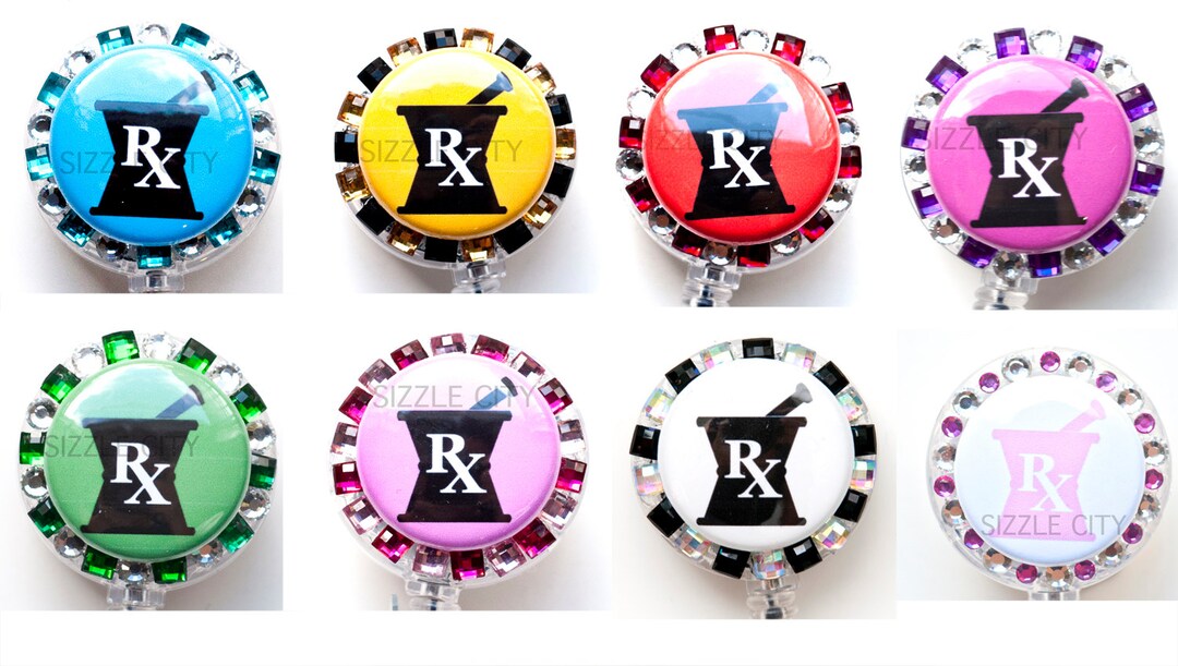 Pharmacist/rx/rph Rhinestone Retractable Badge Reel - Etsy