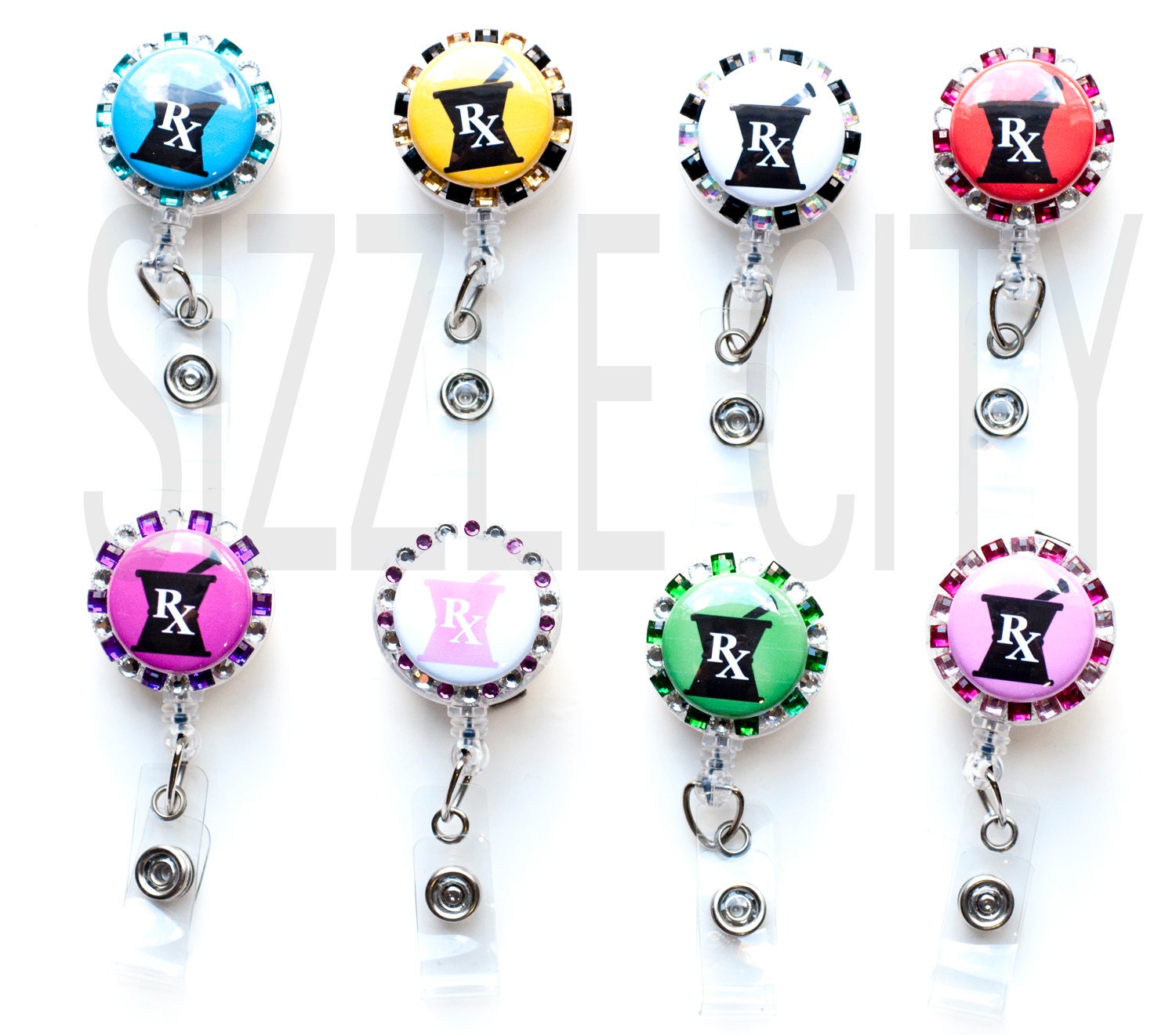 Pharmacist/rx/rph Rhinestone Retractable Badge Reel - Etsy