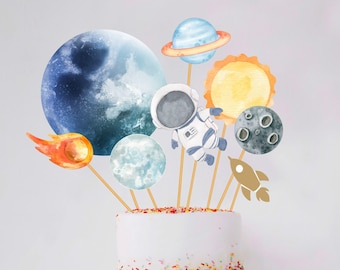 Printable Space Cake Topper Space Birthday Party Centrepiece Galaxy ...