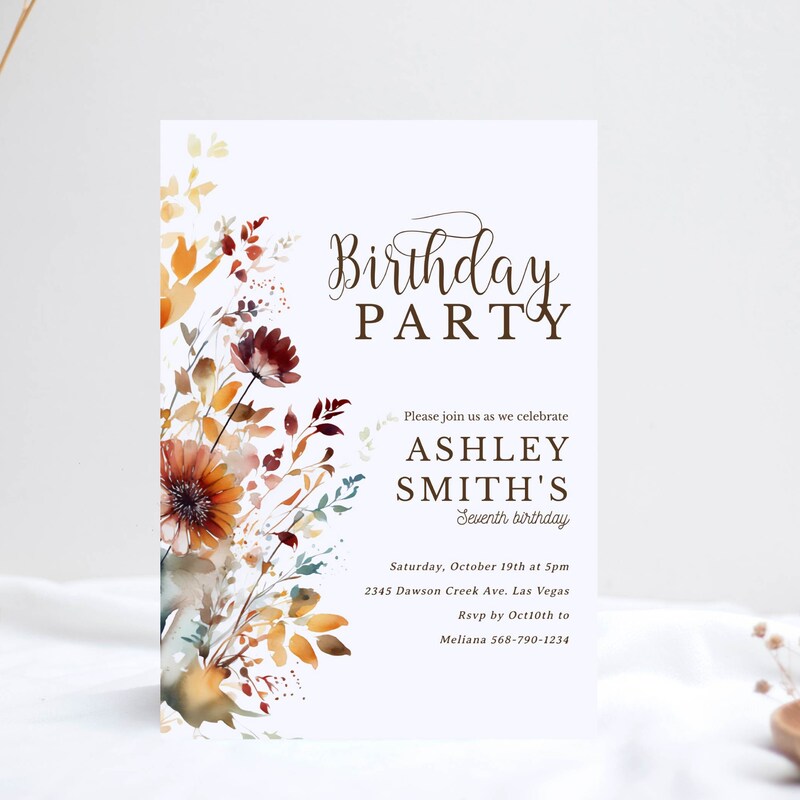 Fall Theme Birthday Invitation - Etsy Canada