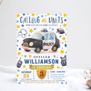 Editable Police Birthday Invitation Template, Police Officer Invitation ...