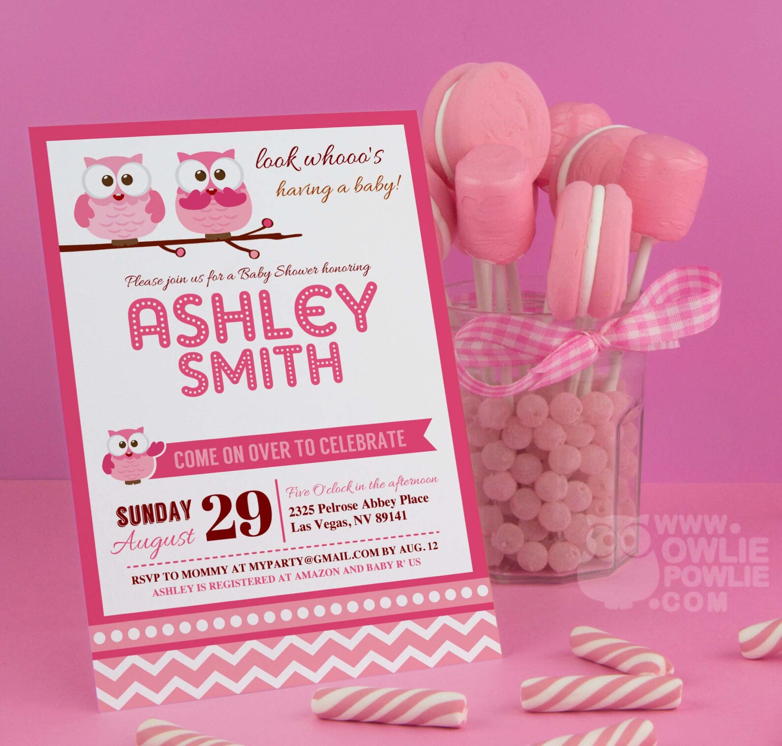 Pink Owl BABY Shower Party Printable Package & Invitation Owl | Etsy