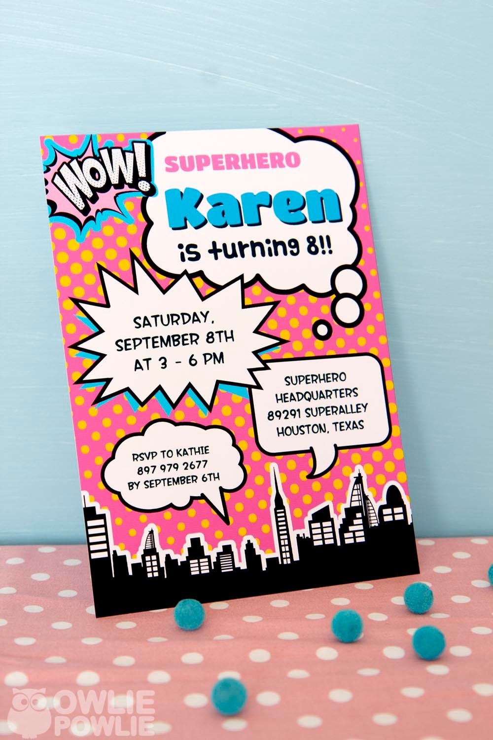 Girl Superhero BIRTHDAY Party Printable Package & Invitation, EDITABLE ...