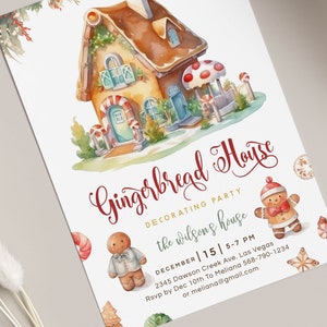 Editable Christmas Gingerbread House Decorating Party Invitation Party ...
