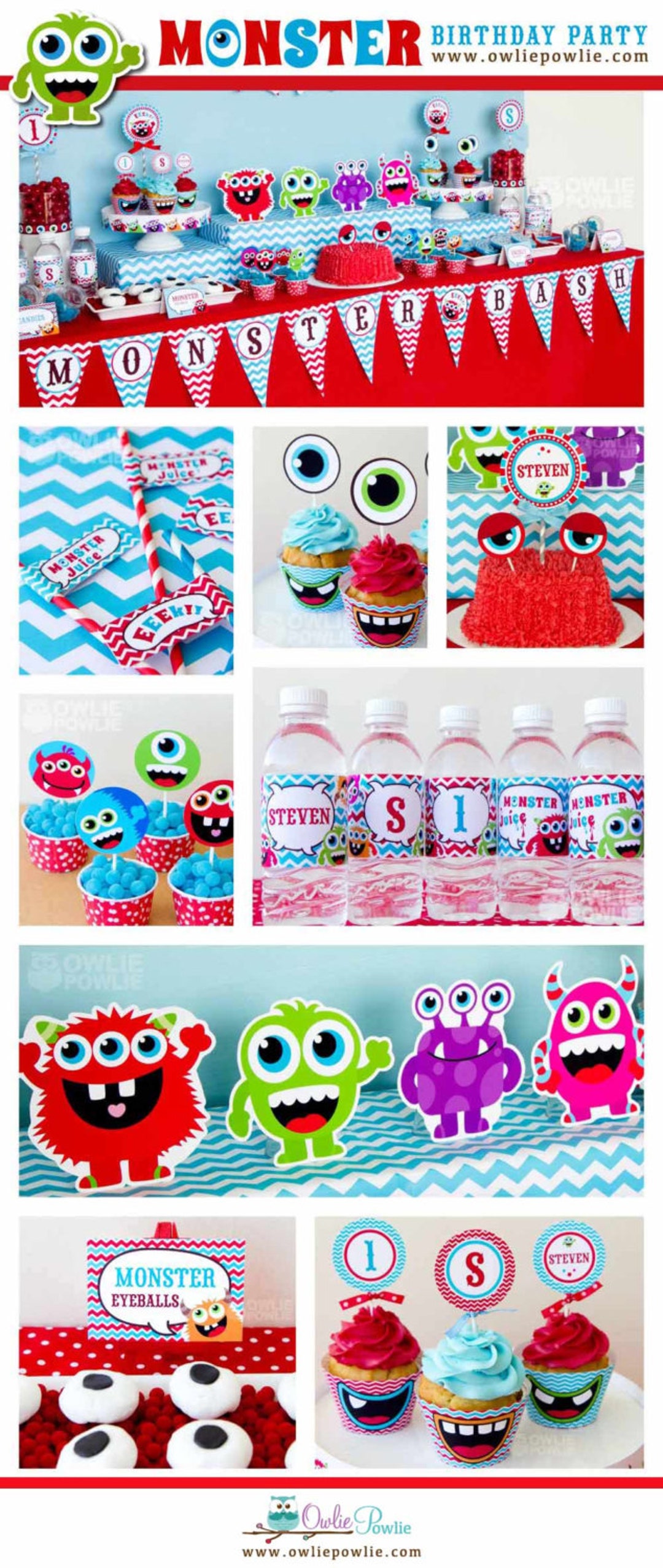 Monster BIRTHDAY Party Printable Package & Invitation, Monster Bash 1st ...
