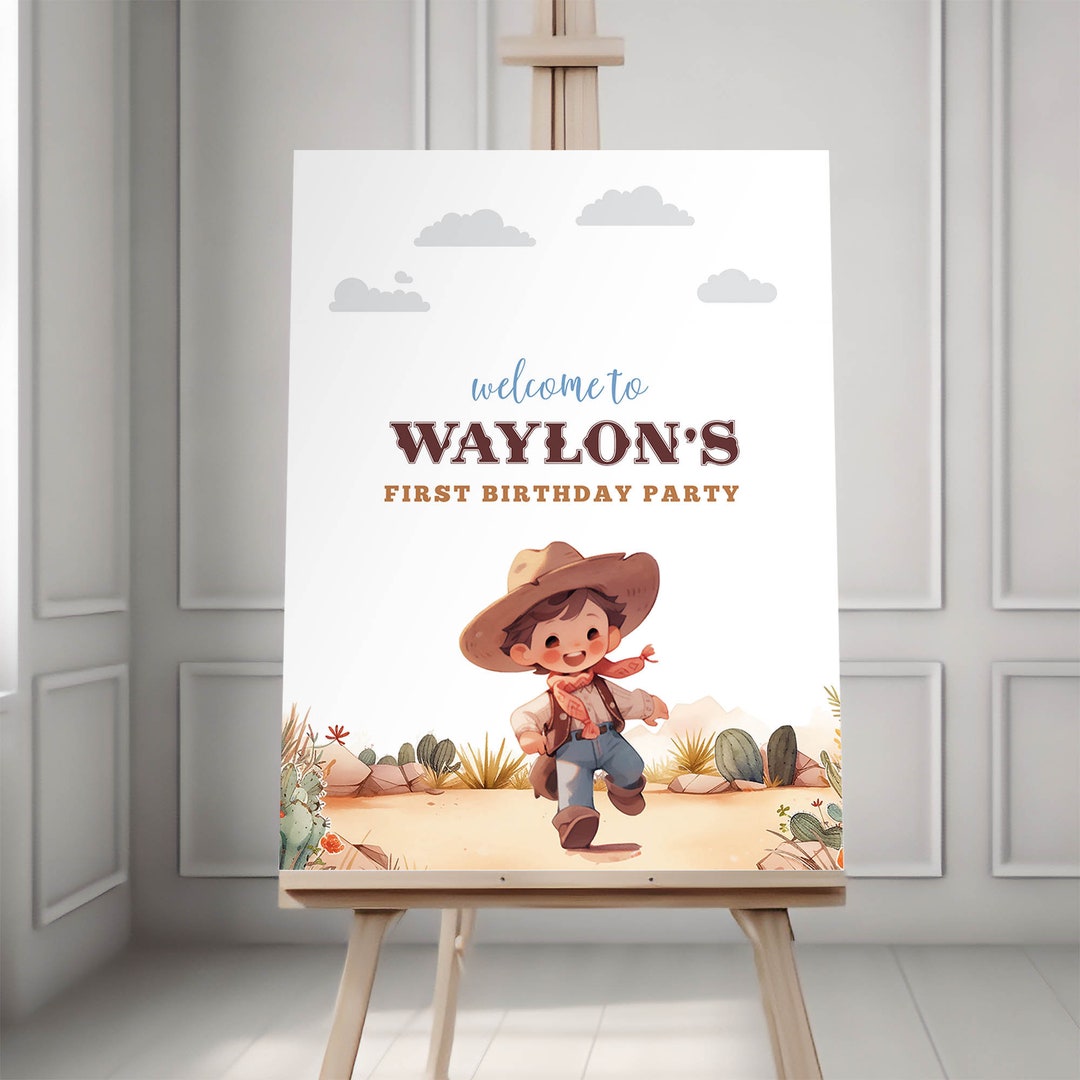 Editable Cowboy My First Rodeo Welcome Sign Template, Cowboy Western ...