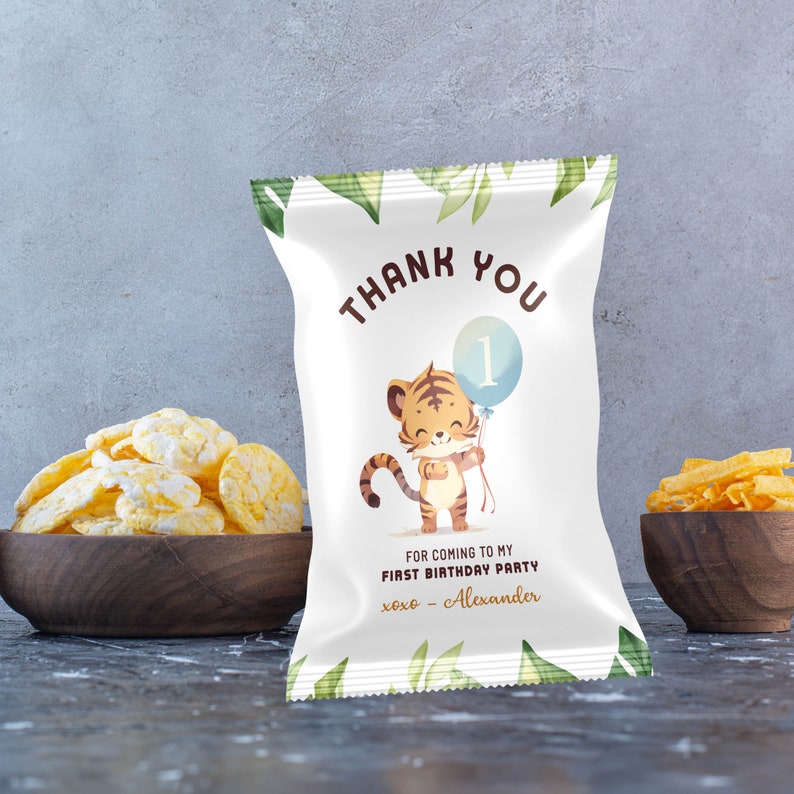 Editable Little Tiger Chip Bag Labels 8.5x11 In, Jungle Safari ...
