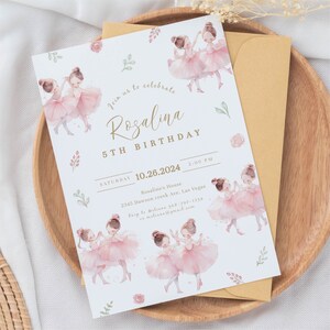 Ballerina Birthday Invitation Template, Ballet Dancer Birthday ...