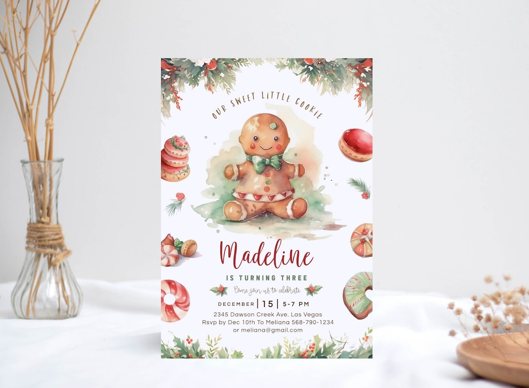 Editable Gingerbread Birthday Invitation, Cookie Decorating Party ...