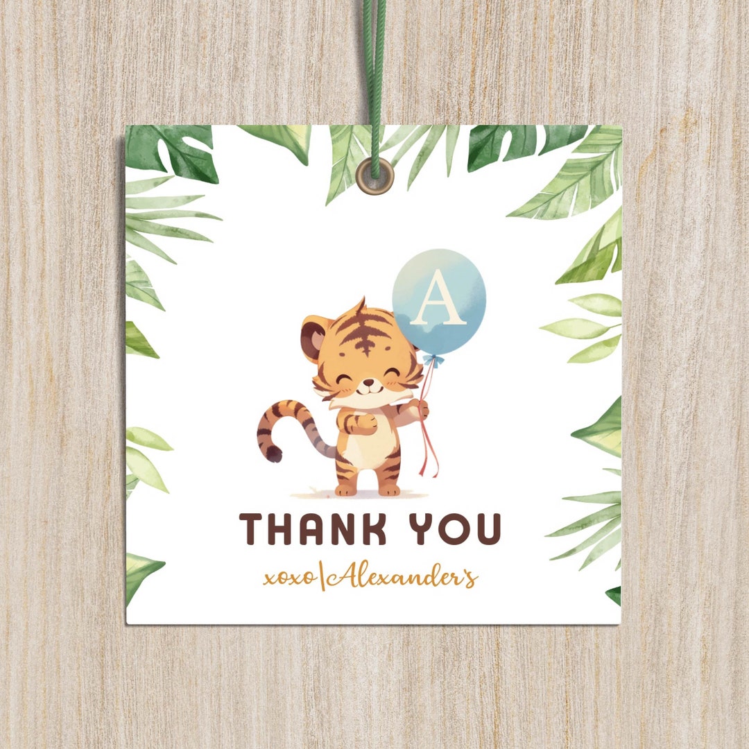 Editable Little Tiger Favor Tag, Jungle Safari Birthday Decorations ...