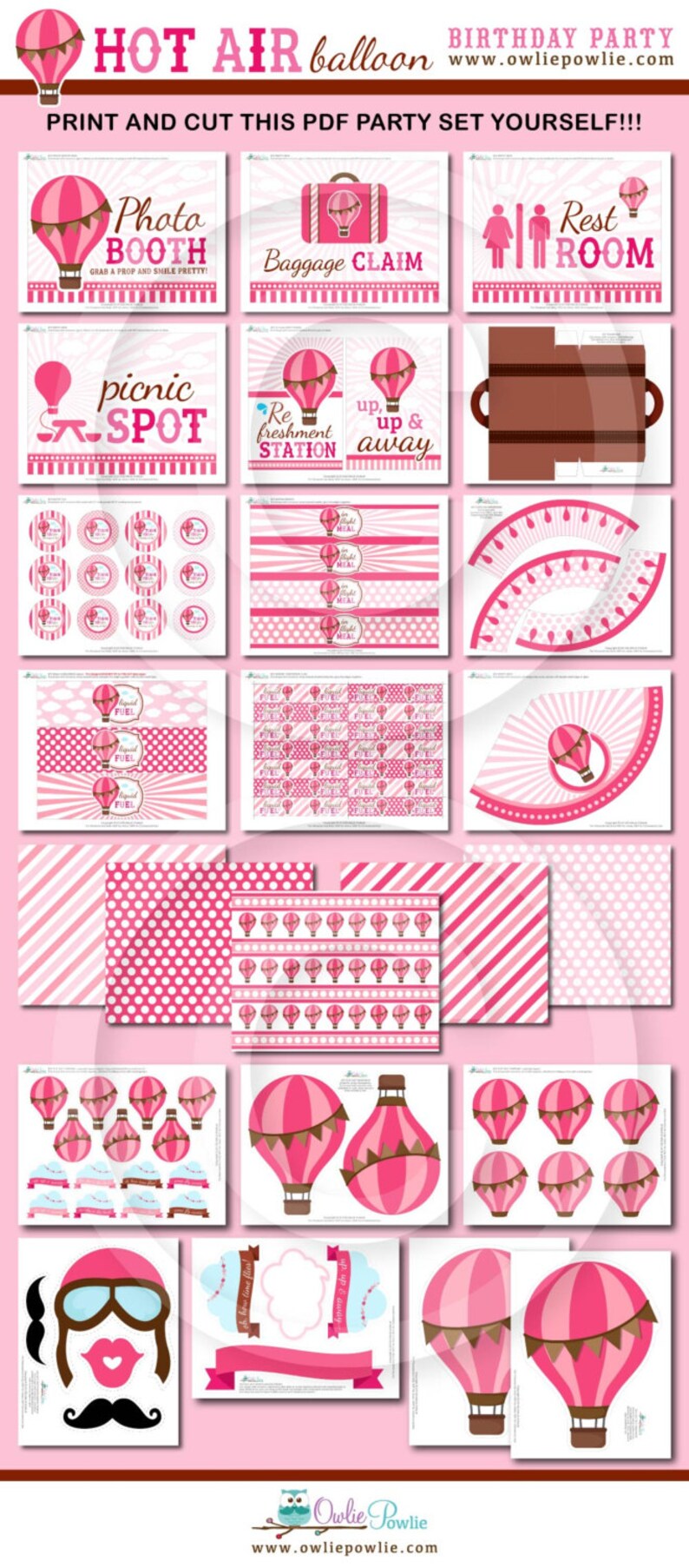 Hot Air Balloon BIRTHDAY Decorations EDITABLE Party Printable - Etsy