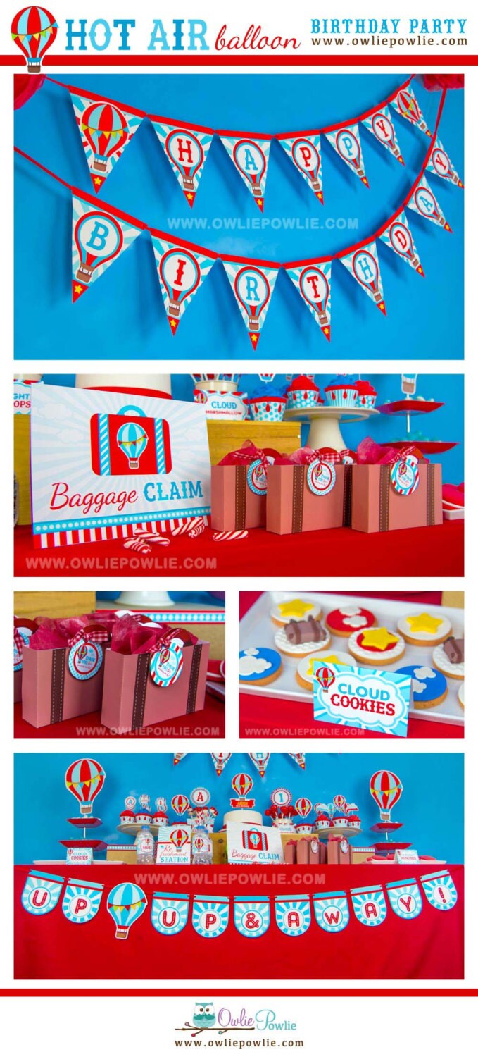 Hot Air Balloon BIRTHDAY Decorations EDITABLE Party Printable | Etsy