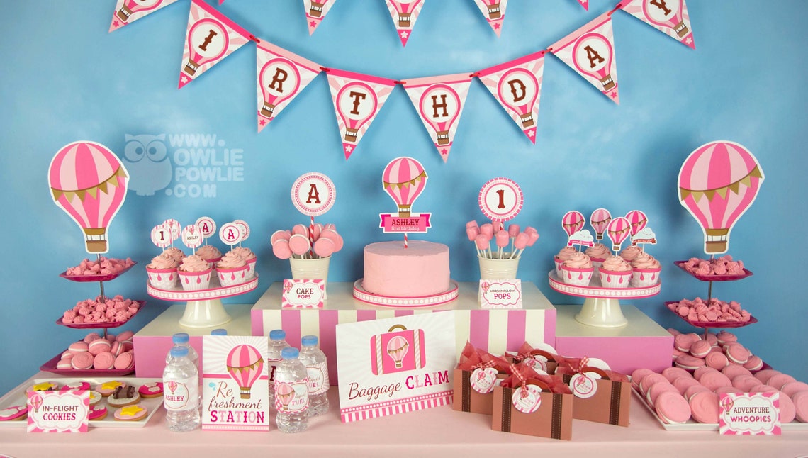Hot Air Balloon BIRTHDAY Decorations EDITABLE Party Printable - Etsy