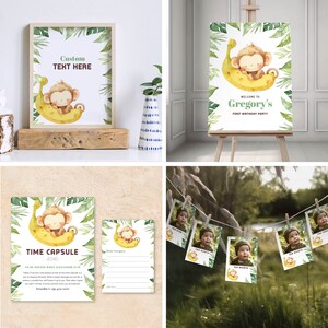 Safari Curious Monkey Welcome Sign Template, Animal Print,jungle Theme ...