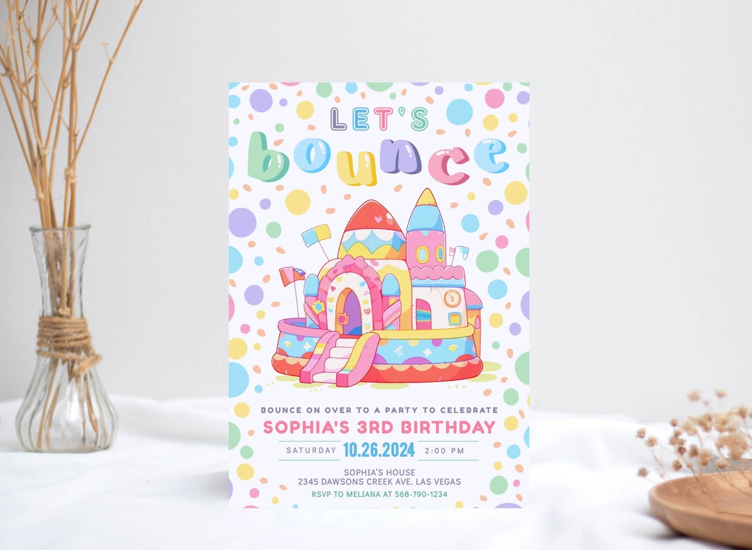 Jump Birthday Invitation, Jump Bounce Party, Printable Bouncy Castle ...