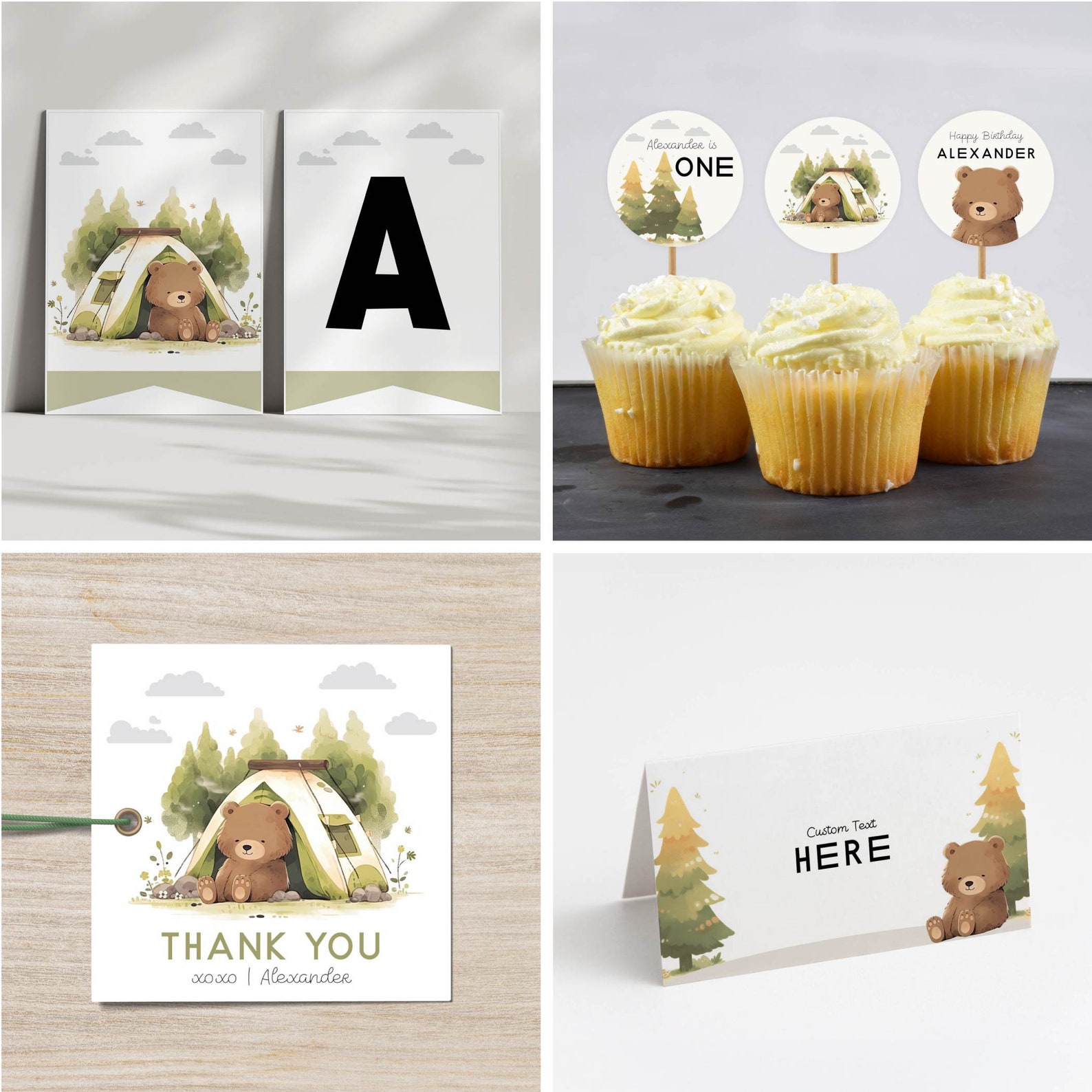 Happy Camper Water Bottle Labels, One Happy Camper, Camping Bear ...