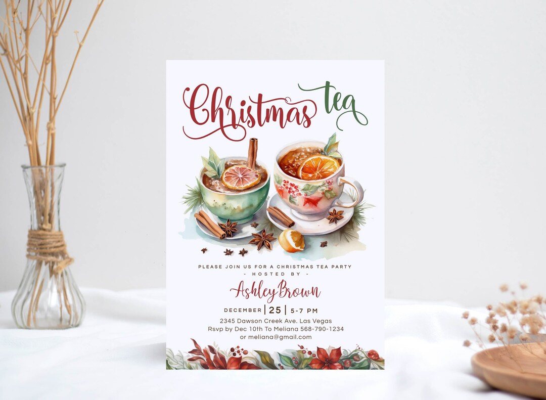 Christmas Tea Party Invitation Holiday Tea Party Invitation Tea Party ...