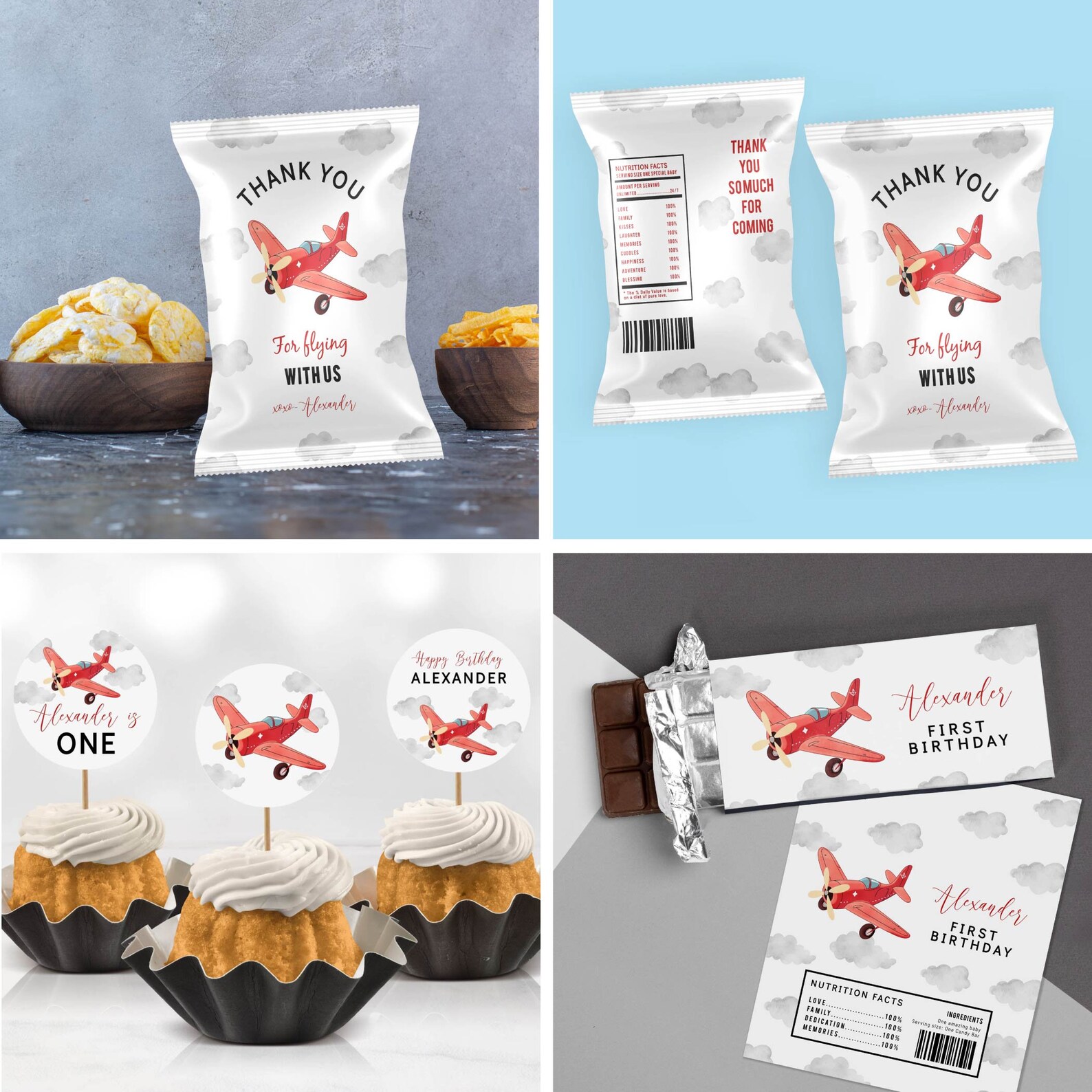 Editable Airplane Bundle, Modern Airplane Birthday Decorations, P up ...