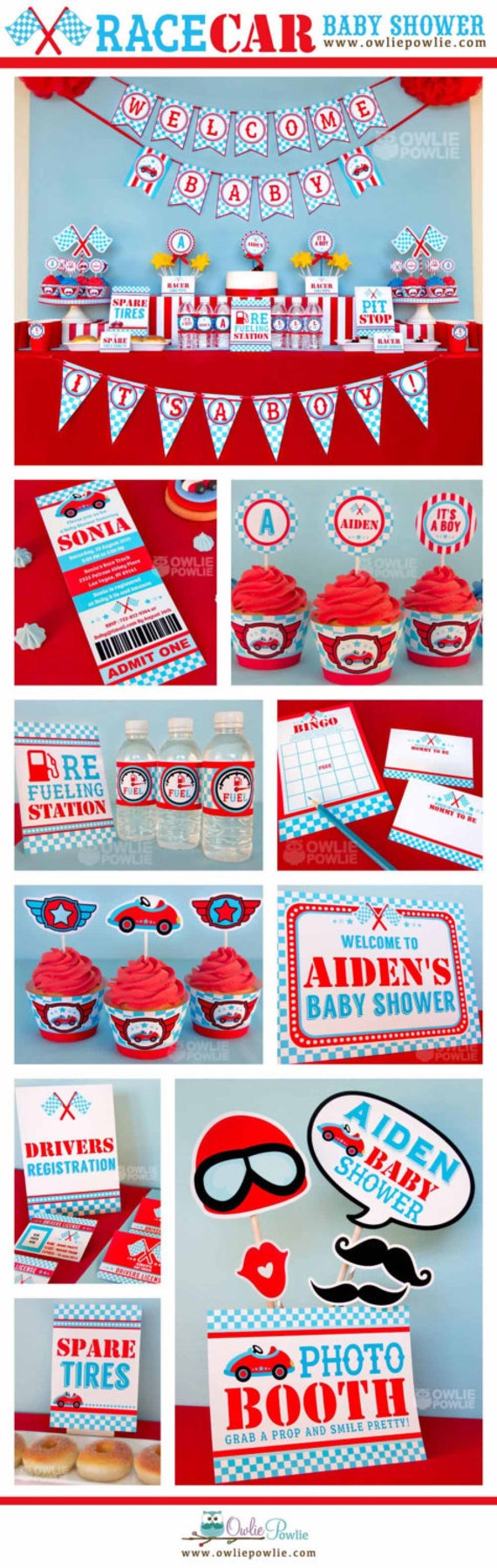 Blue Race Car BABY Shower Party Printable Package & Invitation, race ...