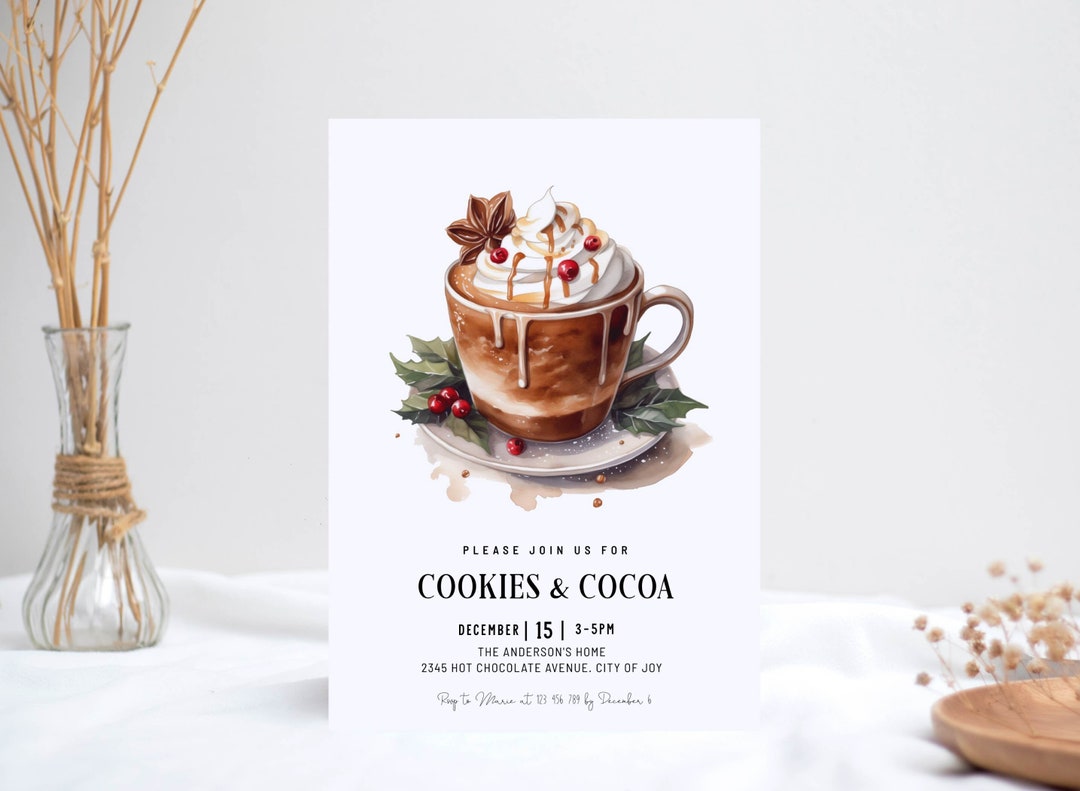 Cookies and Cocoa Invitation, Christmas Cookie Party Invitation ...