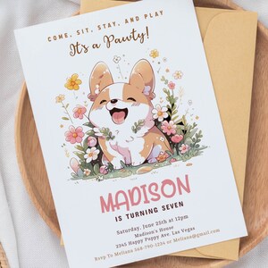 Corgi Puppy Welcome Sign Template, 1st Birthday Editable Digital ...