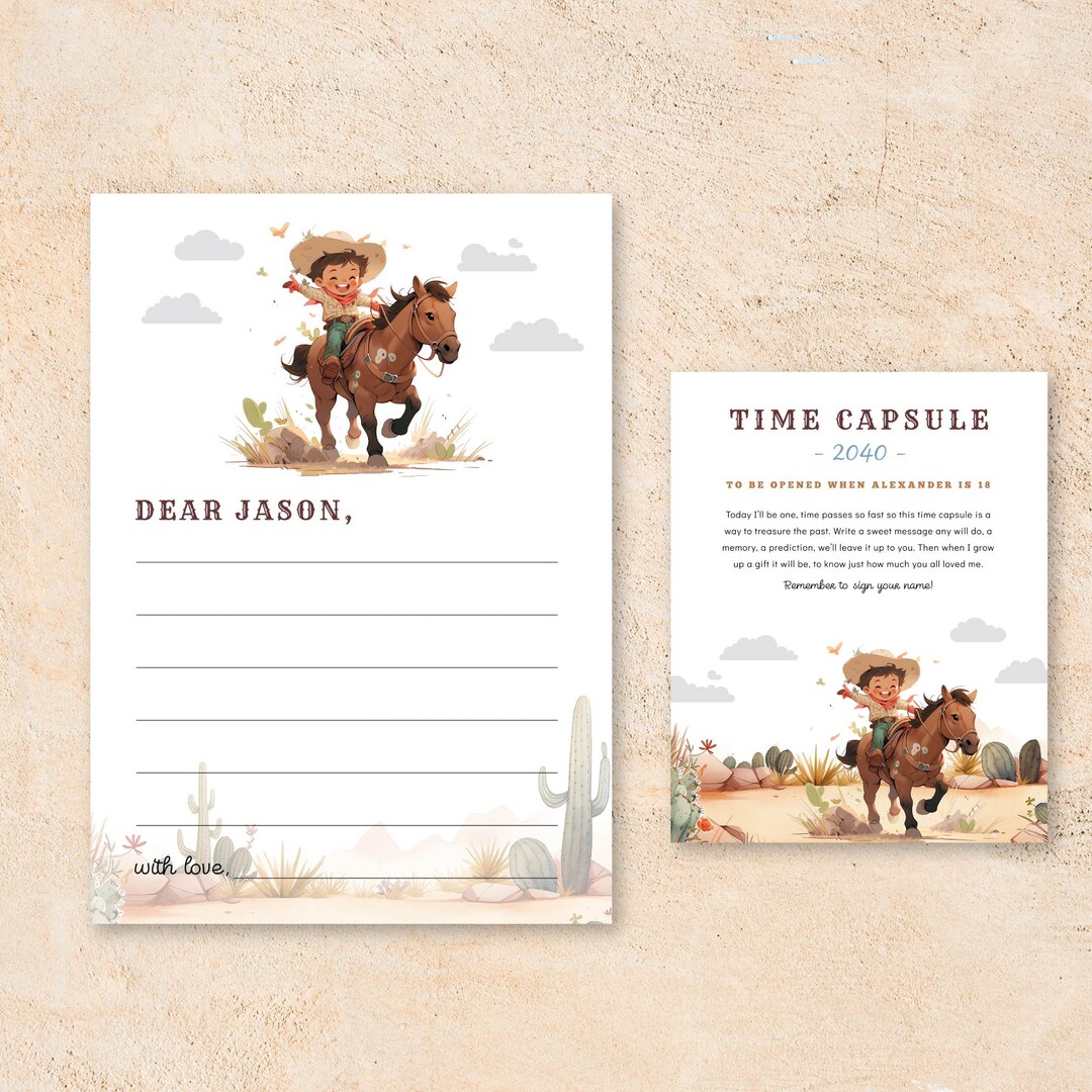 Editable Cowboy My First Rodeo Birthday Time Capsule, Cowboy Western ...