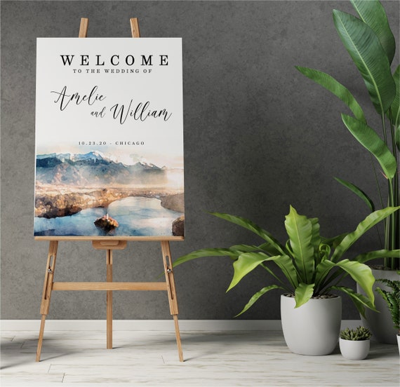 Blue Mountain Lake Welcome Sign, island wedding, Printable Wedding ...