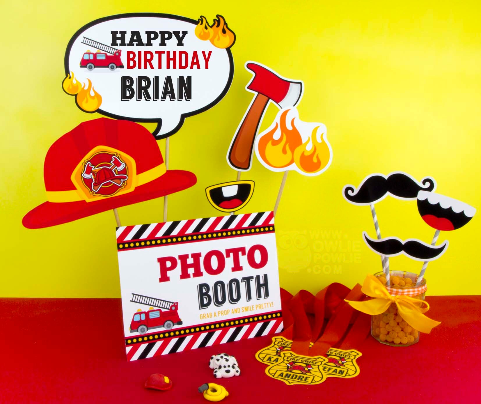 Fire Engine Party Printable Package & Invitation Fireman | Etsy