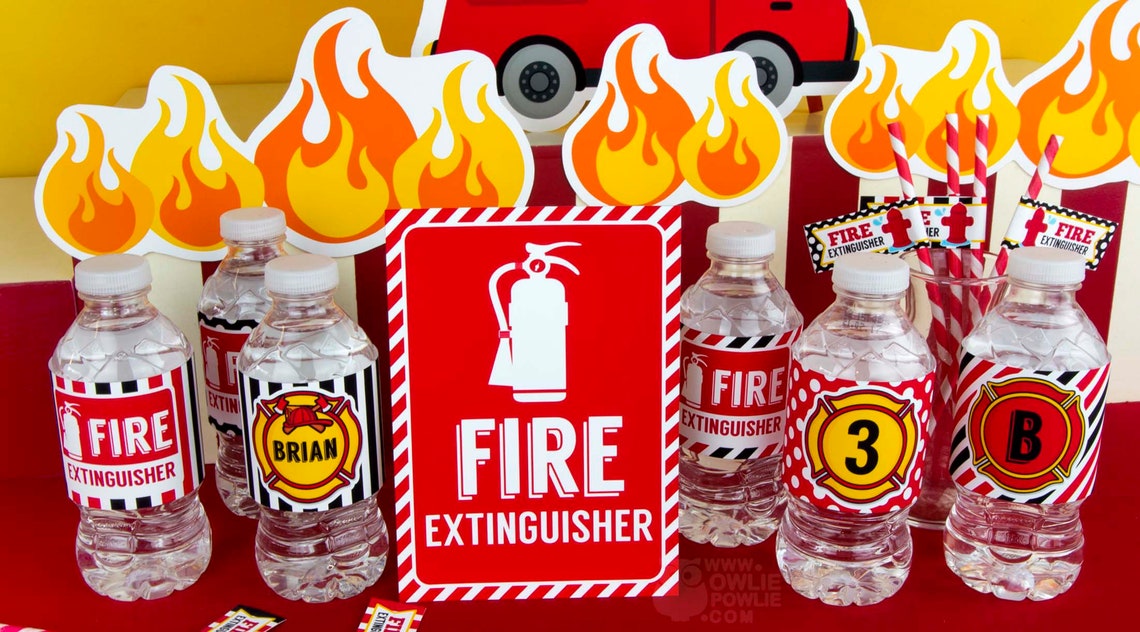 Fire Engine Party Printable Package & Invitation Fireman - Etsy
