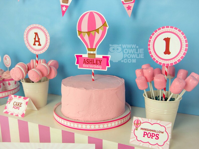 Hot Air Balloon BIRTHDAY Decorations, EDITABLE Party Printable Package ...