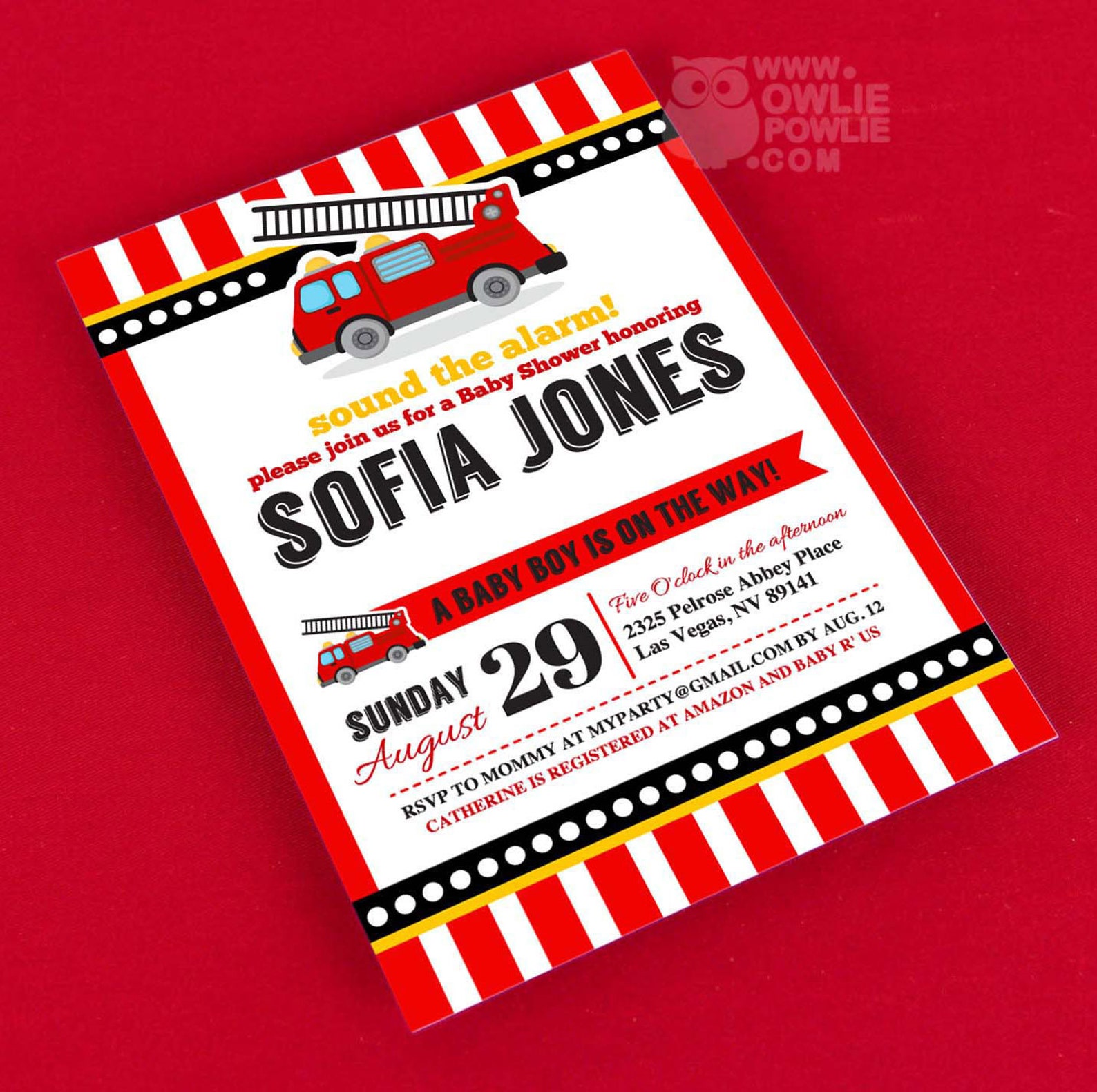 Fire Engine BABY Shower Party Printable Package & Invitation, Fire ...