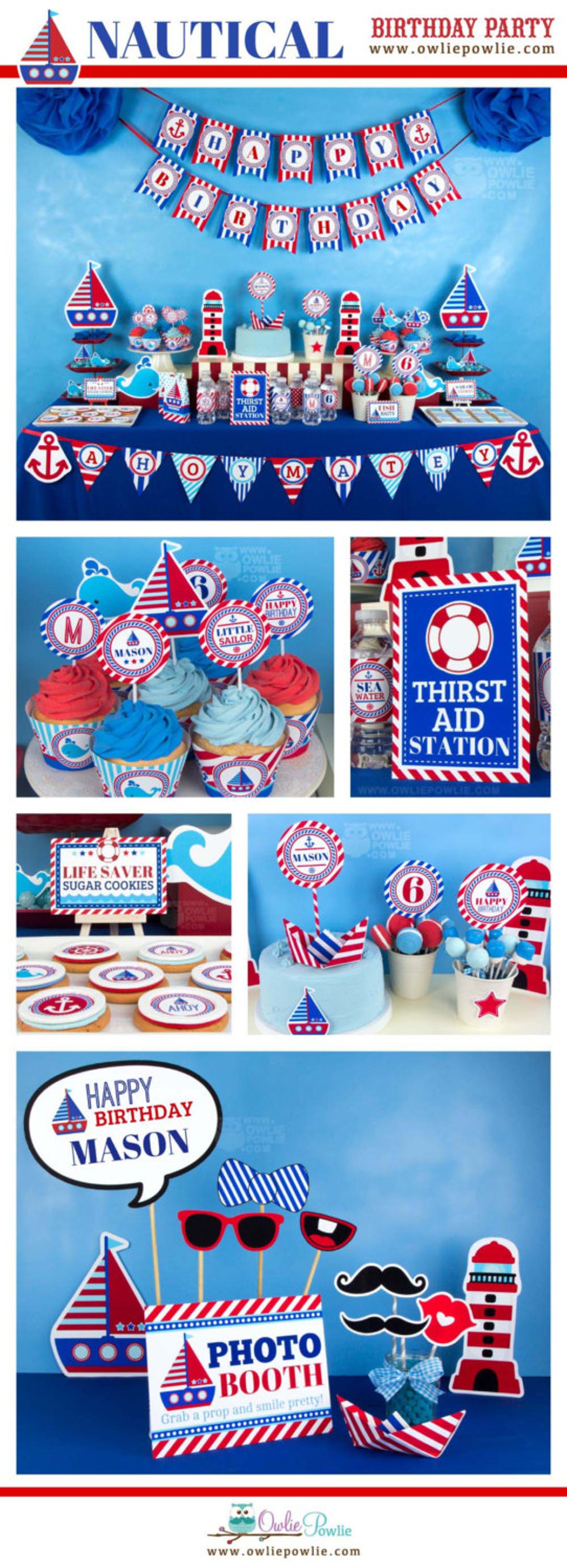 Nautical BIRTHDAY Party Printable Package & Invitation, All Aboard 1st ...