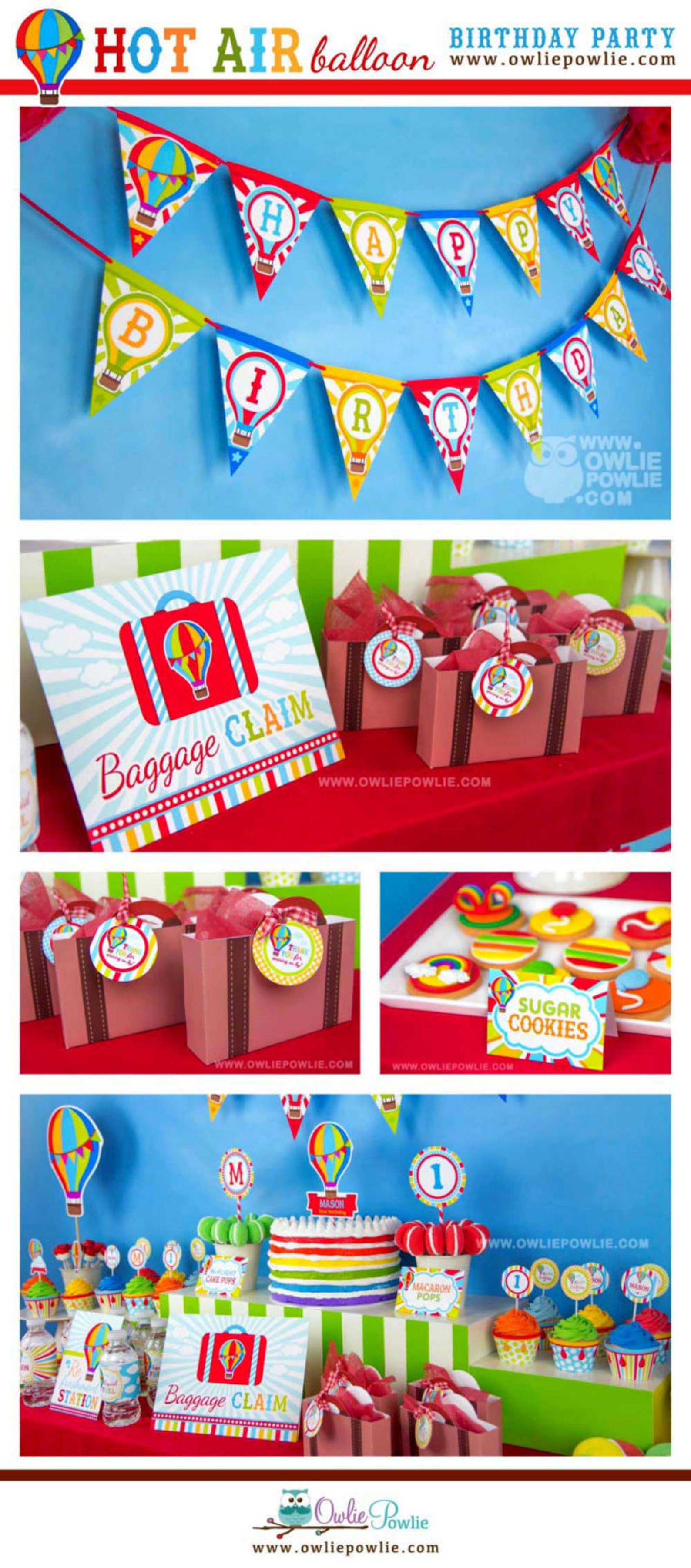 Hot Air Balloon BIRTHDAY Decorations EDITABLE Party Printable - Etsy