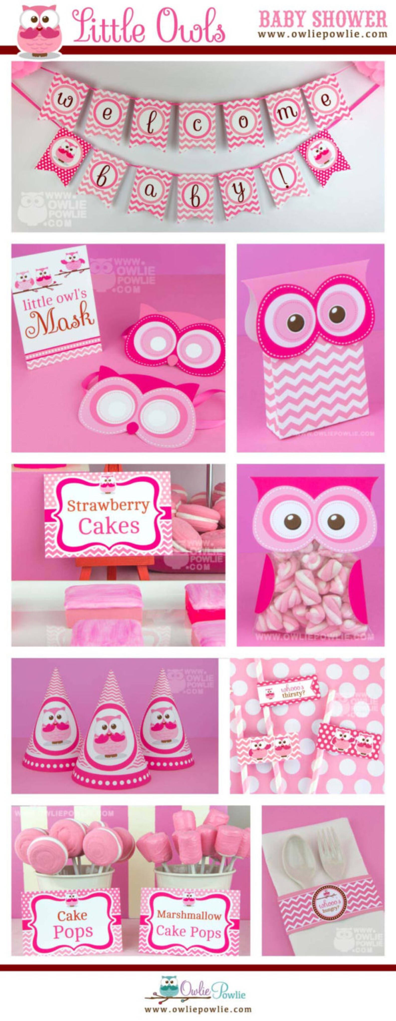 Pink Owl BABY Shower Party Printable Package & Invitation Owl - Etsy
