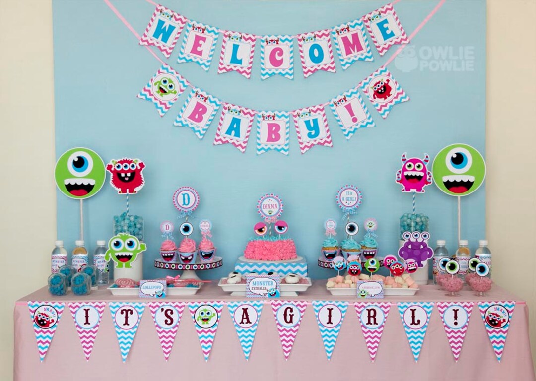 Girl Monster BABY Shower Party Printable Package & Invitation, Little ...