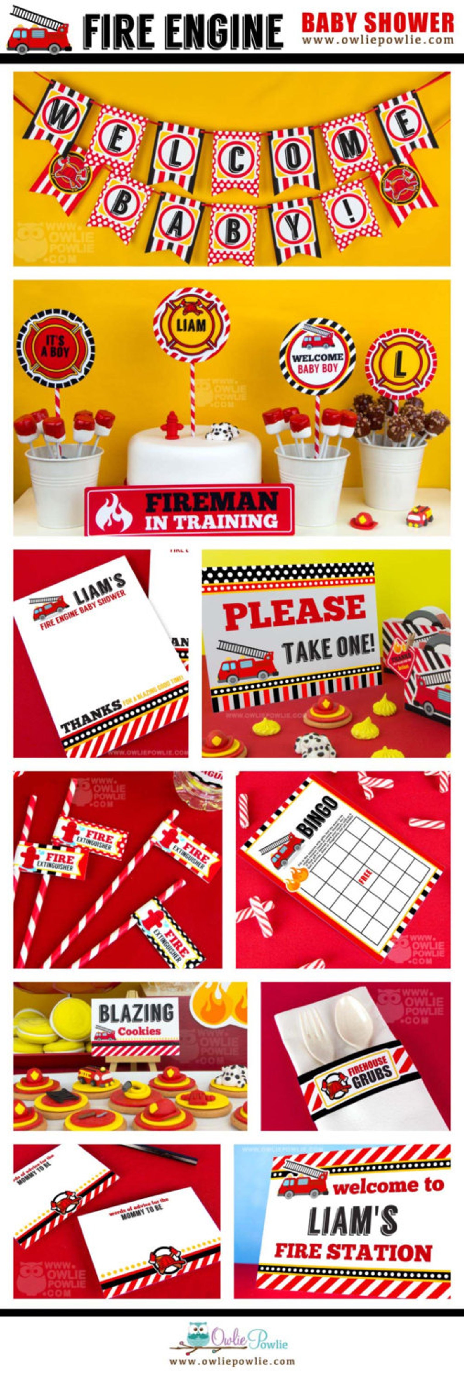 Fire Engine BABY Shower Party Printable Package & Invitation - Etsy