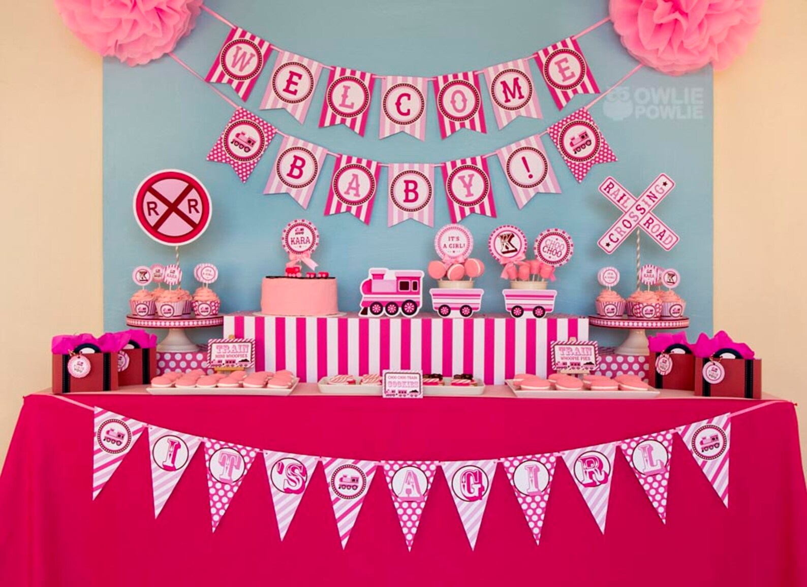 Pink Train BABY Shower Party Printable Package & Invitation | Etsy