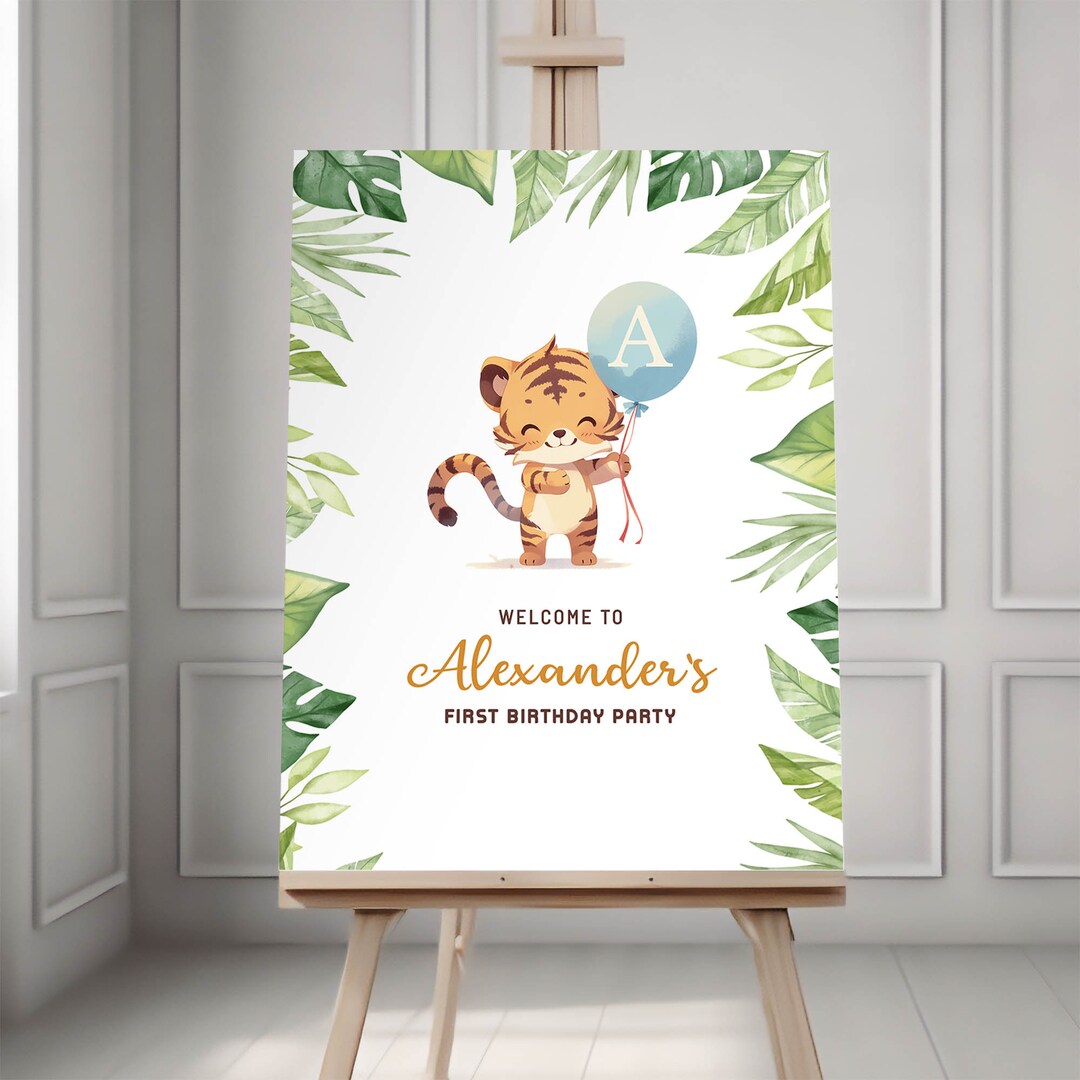 Safari Little Tiger Welcome Sign Template, Animal Print, Jungle Theme ...
