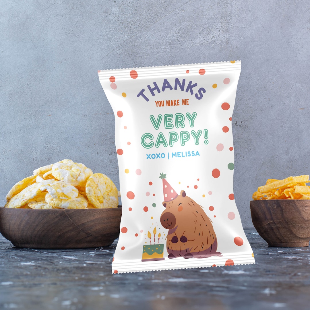 Editable Capybara Chip Bag Labels 8.5x11 In, Capybara Decorations, Capy ...