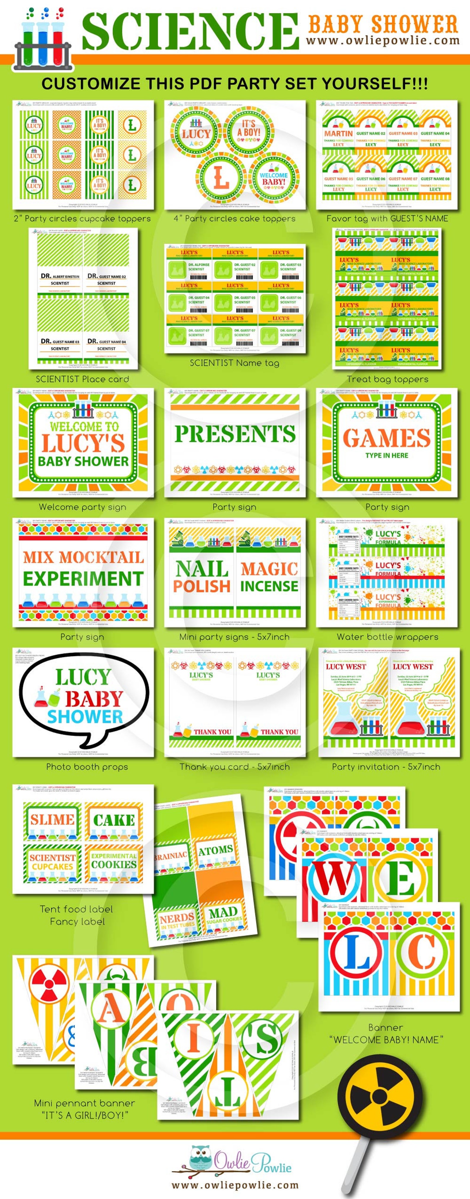 Science BABY Shower Party Printable Package & Invitation, Scientist ...
