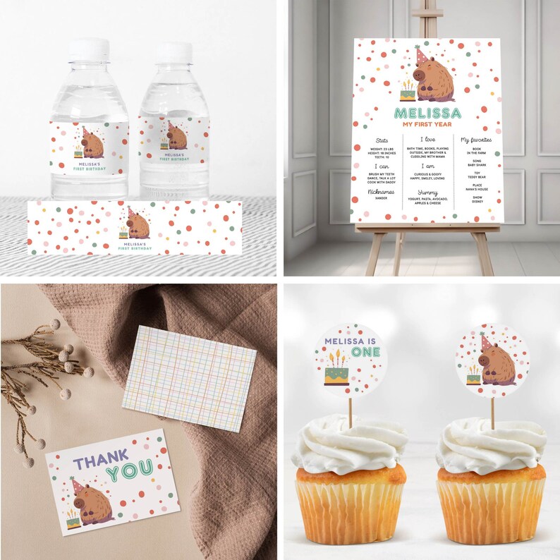 Capybara Welcome Sign Template, Capy Birthday Theme, Capybara 1st ...