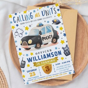 Editable Police Birthday Invitation Template, Police Officer Invitation ...