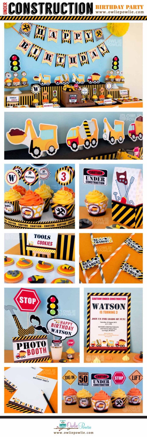 Construction birthday party decorations EDITABLE Party | Etsy