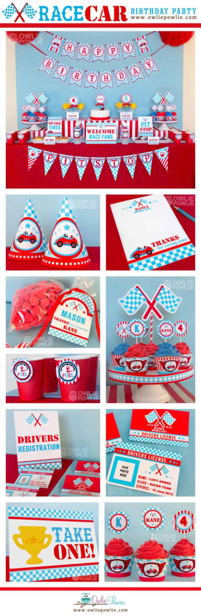 Race Car BIRTHDAY Party, EDITABLE Printable Package & Invitation, Race ...