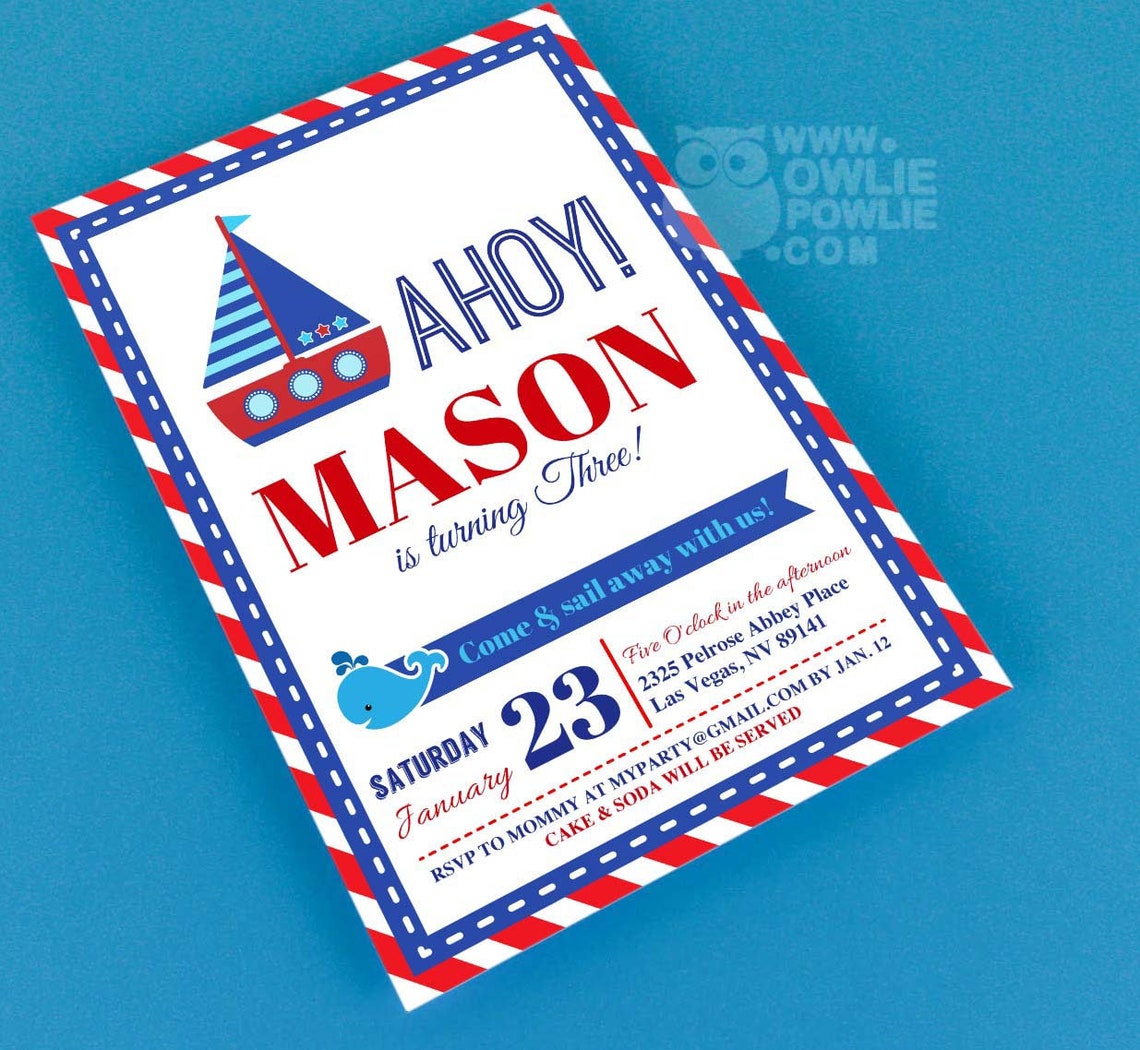 Nautical BIRTHDAY Party Printable Package & Invitation, All Aboard 1st ...
