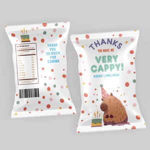 Editable Capybara Chip Bag Labels 8.5x11 In, Capybara Decorations, Capy ...